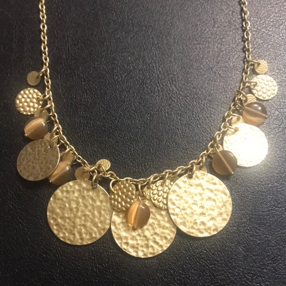 Lia Sophia | Jewelry | Gold Hammered Disk Necklace By Lia Sophia | Poshmark